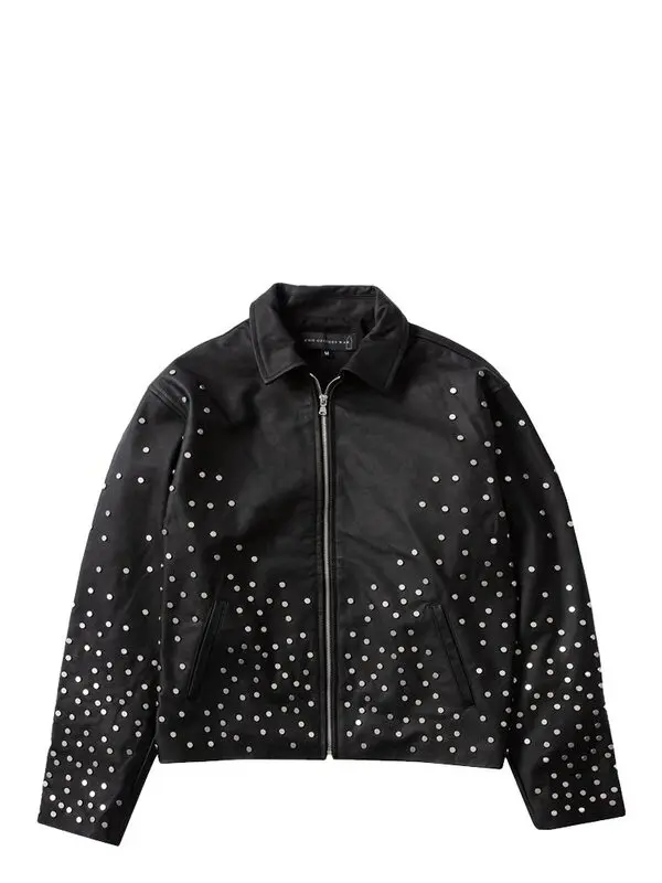 WHO DECIDES WAR BY EV BRAVADO Studded Leather Trucker Jacket - Black