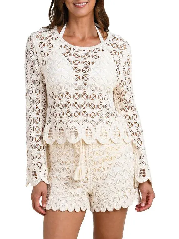 La Blanca Serenity Crochet Cover-up Top - Ivory