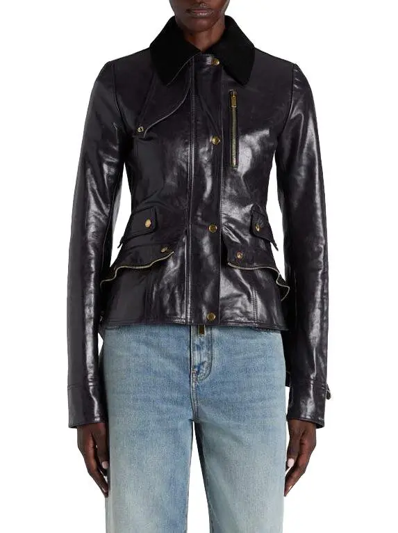 Alexander McQueen Kickback Leather Jacket - Royal