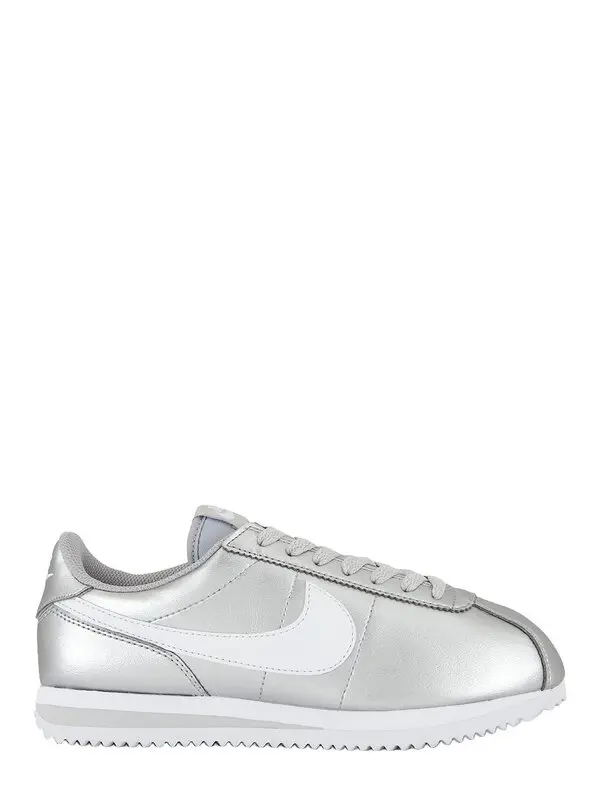 Nike Cortez Metallic Sneakers - Metallic Silver, White, & Grey Fog