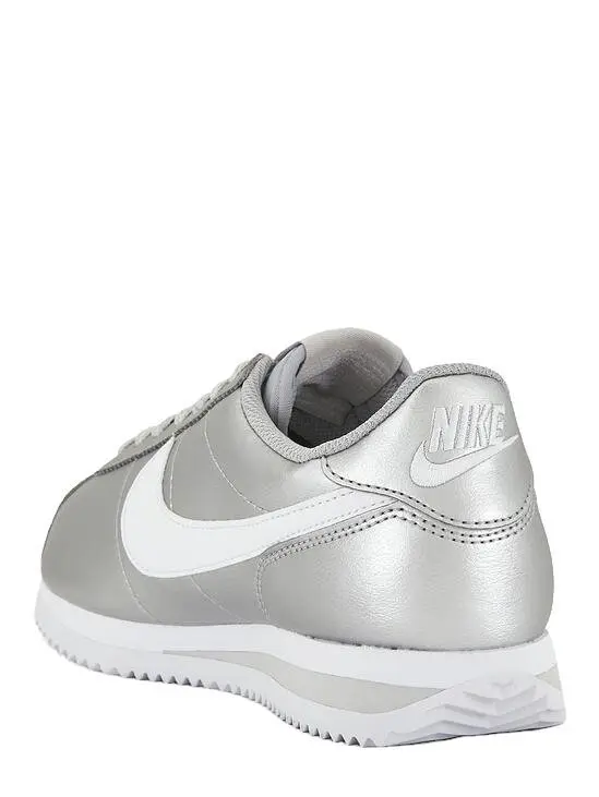 Nike Cortez Metallic Sneakers - Metallic Silver, White, & Grey Fog