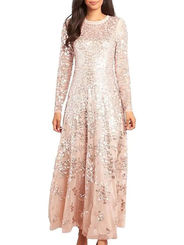 NEEDLE & THREAD Rosanna Lattice Gown - Oyster/metallic