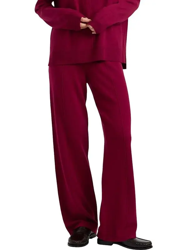 Chinti & Parker Wool Cashmere Wide Leg Track Pants - Cherry