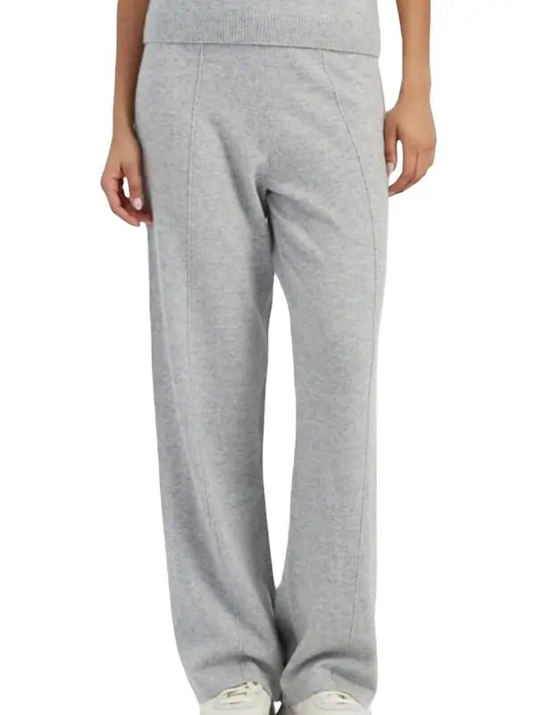 Chinti & Parker Wool Cashmere Wide Leg Track Pants - Light Grey