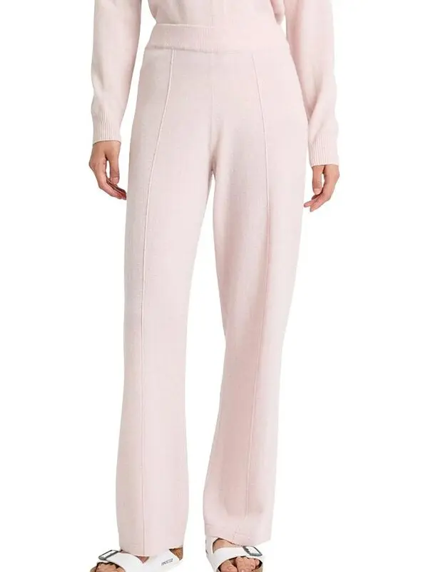 Chinti & Parker Wool Cashmere Wide Leg Track Pants - Pink Melange