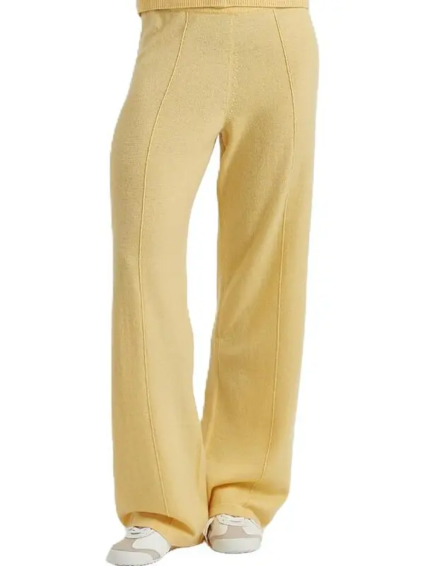 Chinti & Parker Wool Cashmere Wide Leg Track Pants - Soft Yellow