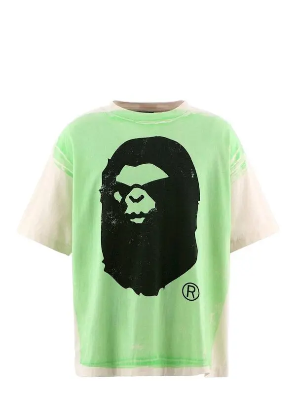 SAINT MXXXXXX X Bape Handprint Tee White And - Green