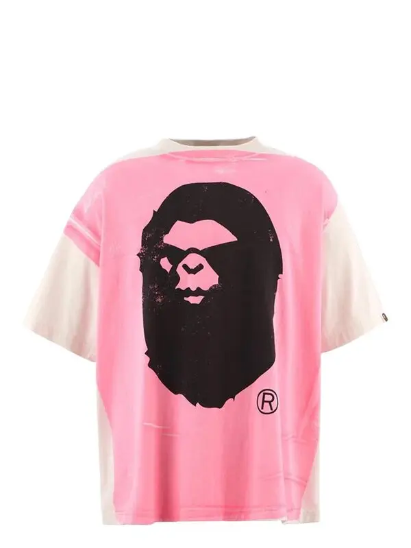SAINT MXXXXXX X Bape Handprint Tee White And - Pink