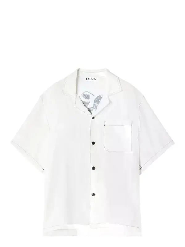 LANVIN Chest-pocket Back-graphic Shirt - White