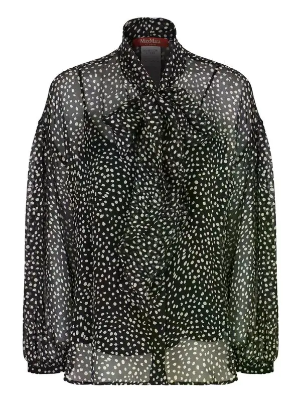 Max Mara Sheer Polka-dot Blouse - Black