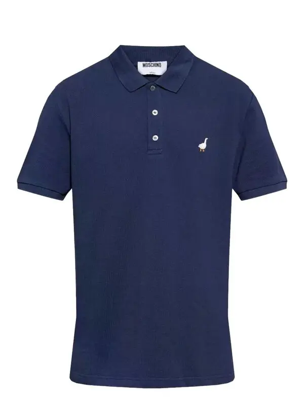 Moschino Short-sleeve Embroidered Polo Shirt - Blue