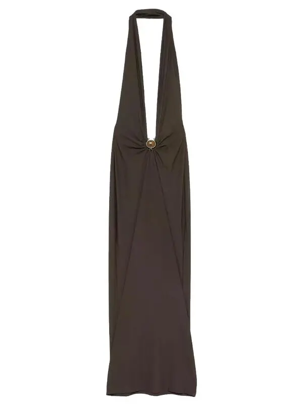 Christopher Esber Ruched Halterneck Midi Dress - Brown