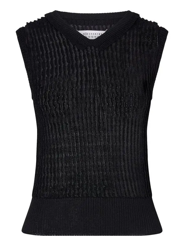 MAISON MARGIELA Ribbed-knit Tank - Black