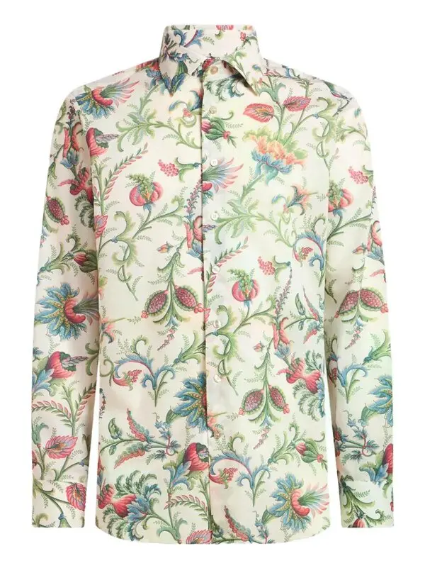 Etro Floral Cotton Muslin Shirt - Neutrals
