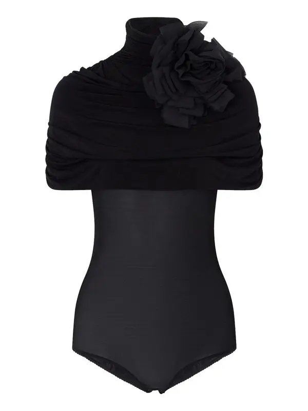 Magda Butrym Stretch-chiffon Bodysuit - Black