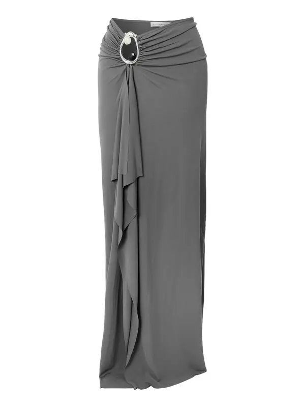 Christopher Esber Orica Asymmetric Embellished Jersey Maxi Skirt - Gray