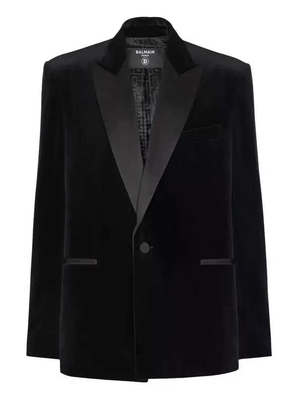 Balmain Velvet Single-breasted Blazer - Black