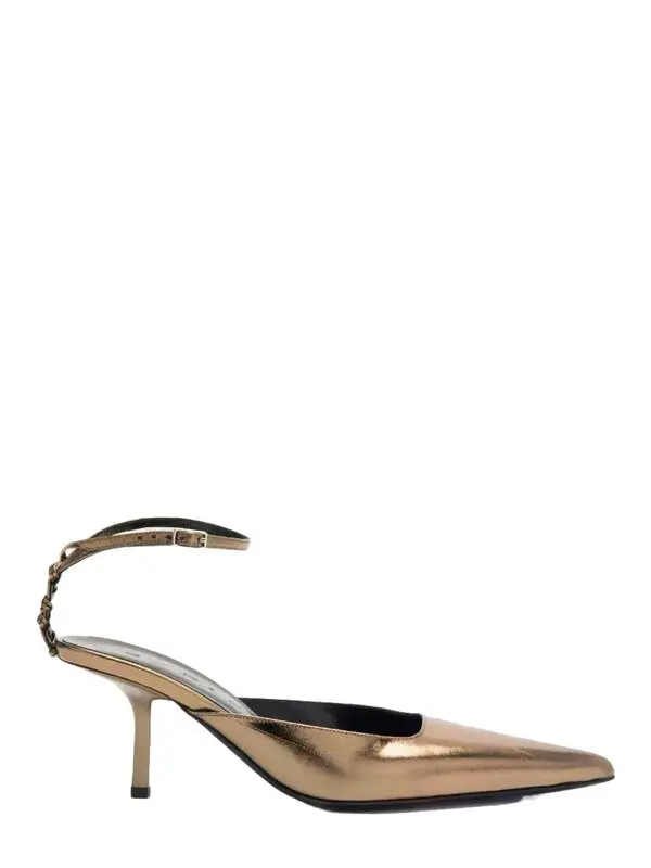 By Far Teese Metallic Pointed-toe Pumps - Gold