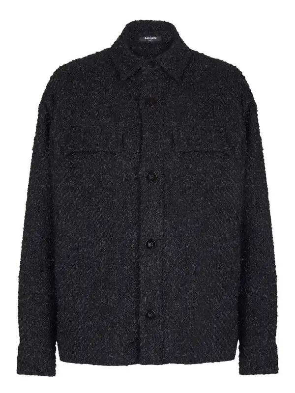 Balmain Tweed Shirt Jacket - Black
