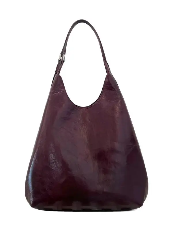 By Far Amber Folio Leather Shoulder Bag - Purple