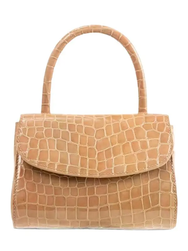 By Far Mini 2.0 Croc-embossed Tote Bag - Neutrals