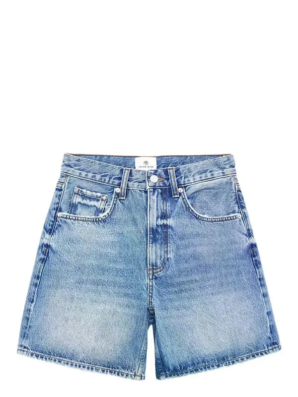 ANINE BING Heath Frayed Shorts - Blue