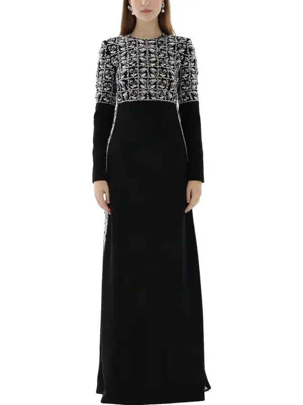 DINA MELWANI Crystal-embroidered Maxi Dress - Black
