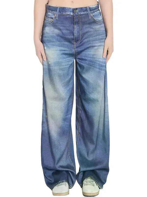 GOLDEN GOOSE Printed Five-pocket Trousers - Blue