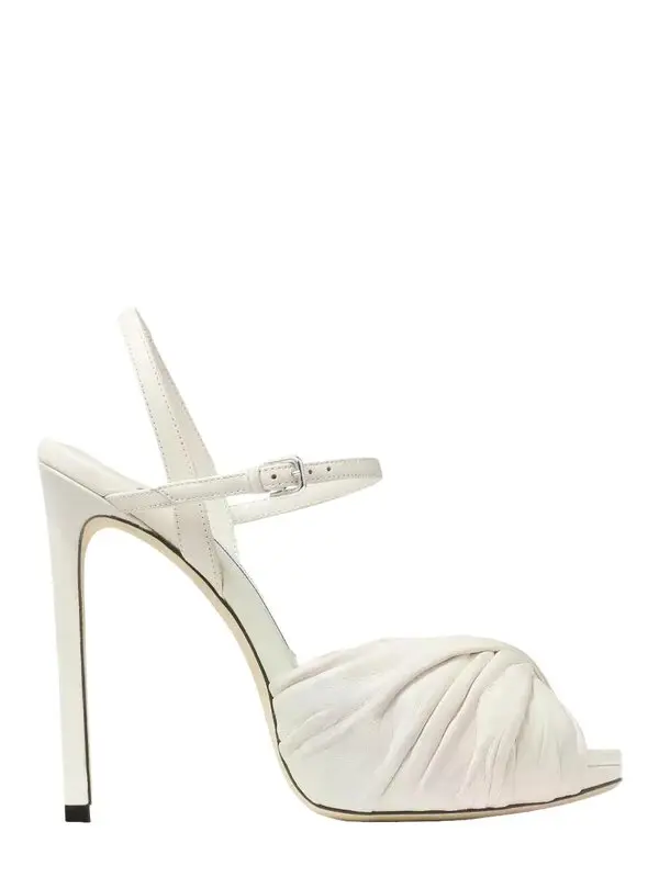 JIMMY CHOO Twisted Ankle Strap Platform Sandals - White