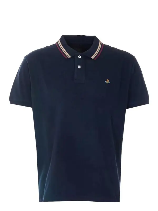 VIVIENNE WESTWOOD Orb-embroidered Polo Shirt - Blue