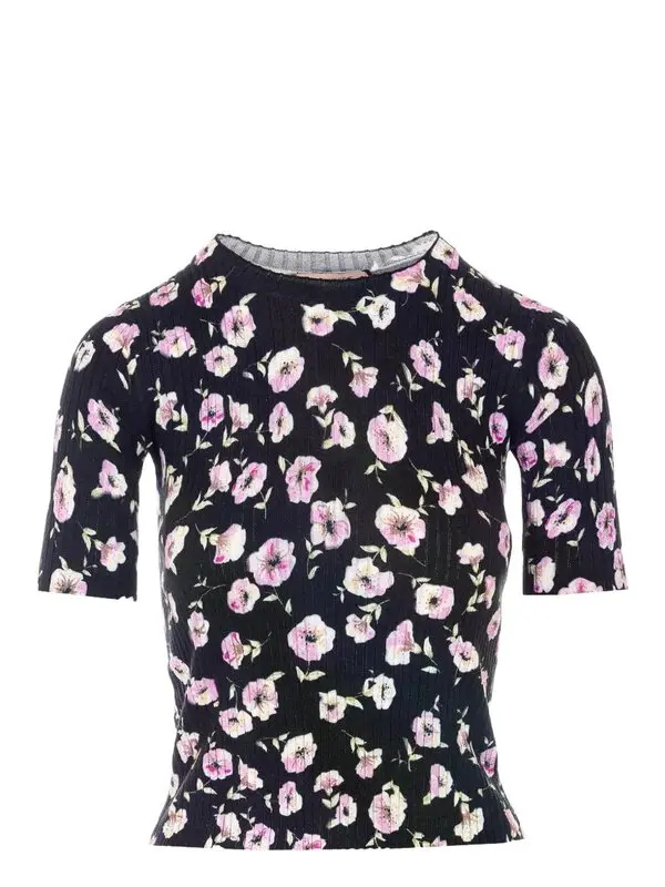 TWINSET Floral Crew-neck T-shirt - Black