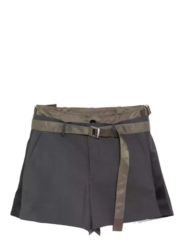 Sacai Belted Side-panel Shorts - Grey