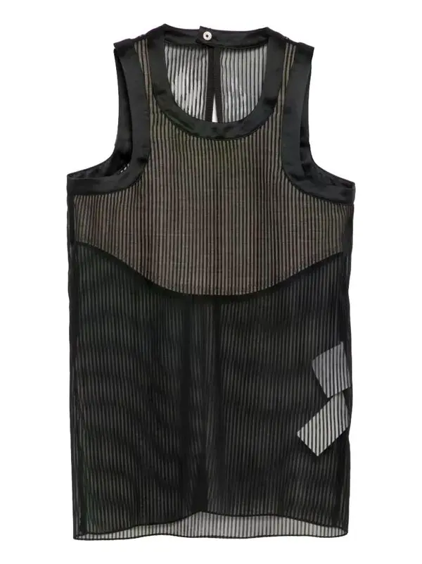 Sacai Striped Vest Top - Black