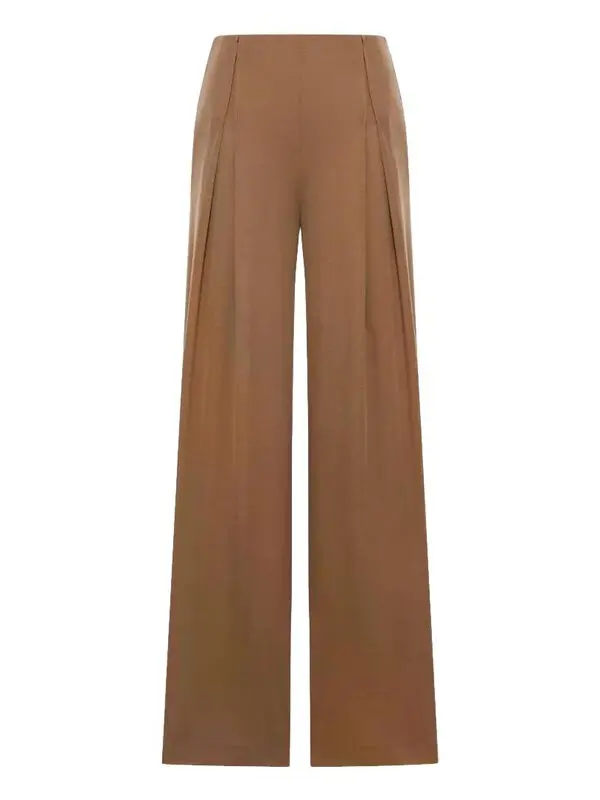 Max Mara Pleated Wool Palazzo Pants - Brown