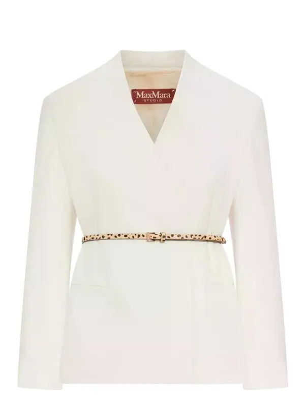 Max Mara Belted V-neck Jacket - Neutrals
