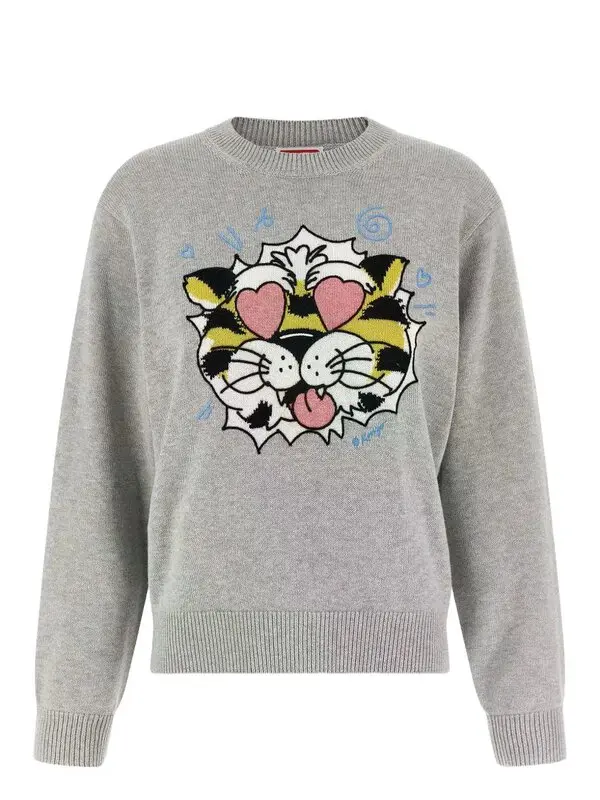 Kenzo Intarsia Wild Tiger Knitwear - Grey