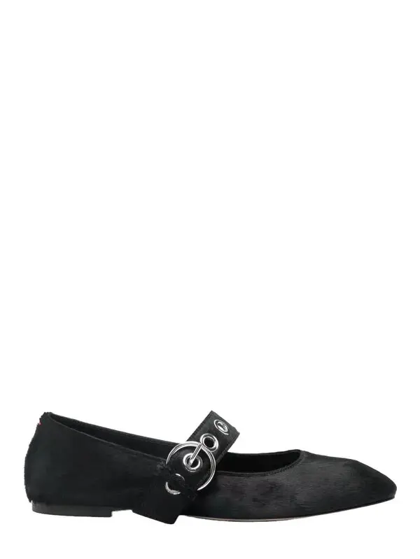 AeydĒ Uma Eyelet Ponyhair Ballerinas - Black