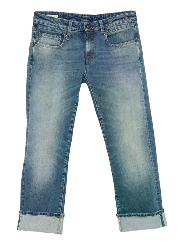 R13 Cuffed Straight Jeans - Blue