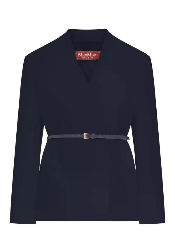 Max Mara V-neck Belted Jacket - Blue