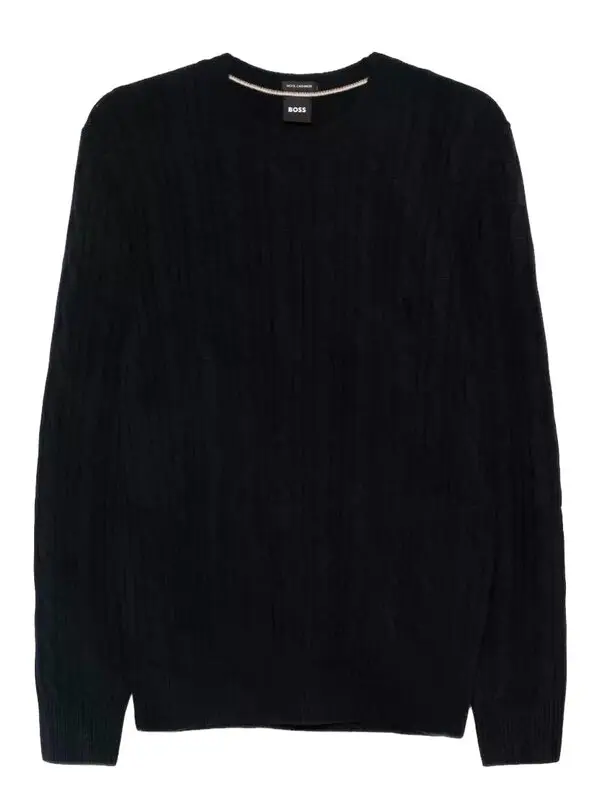 BOSS Cable-knit V-neck Sweater - Blue