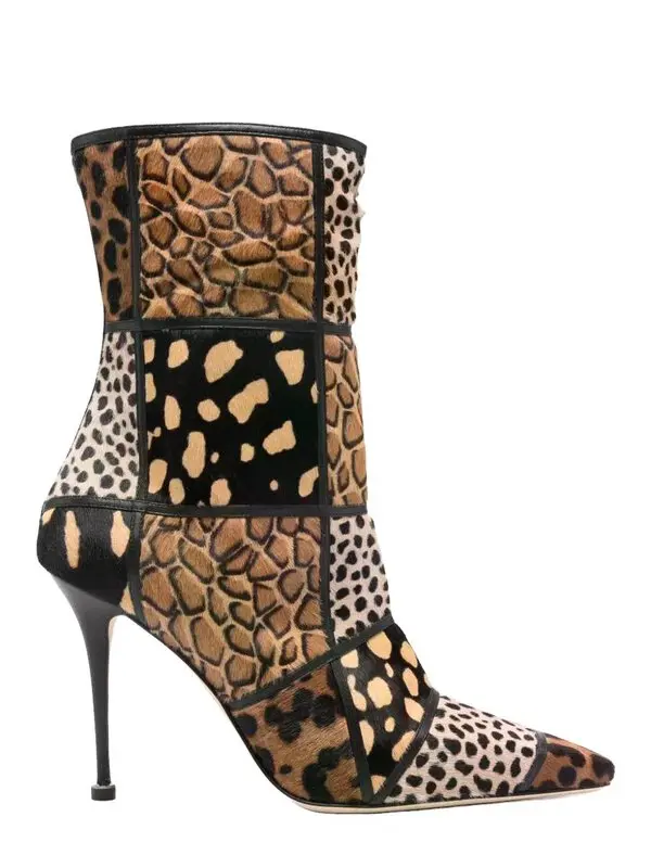 Manolo Blahnik Trulona Patchwork Ankle Boots - Brown