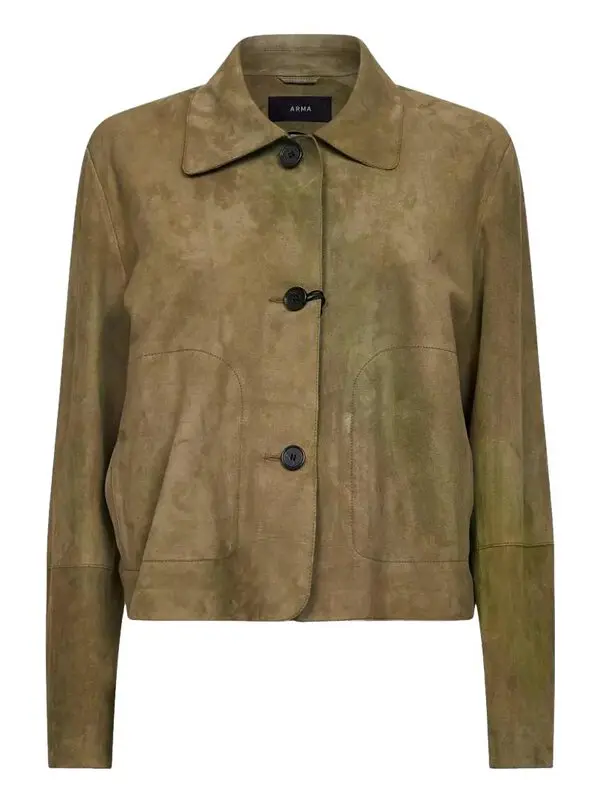 ARMA Buttoned Leather Jacket - Green