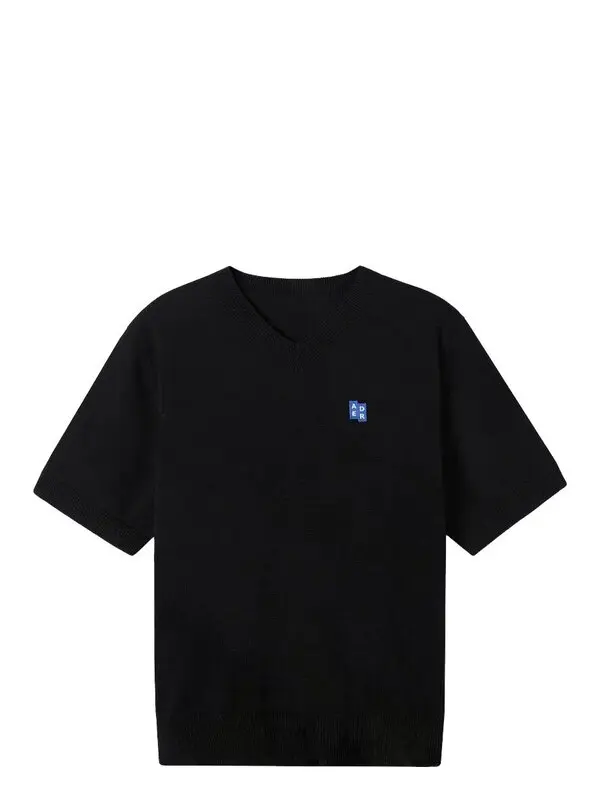 ADER ERROR V-neck Logo-patch T-shirt - Black