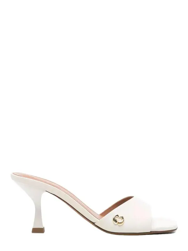 Maje Logo Embellished Heeled Sandals - White