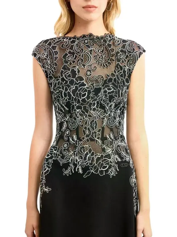 GEMY MAALOUF Embroidered Midi Dress - Black