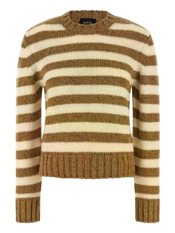 A.p.c. Striped Crew-neck Knitted Sweater - Brown