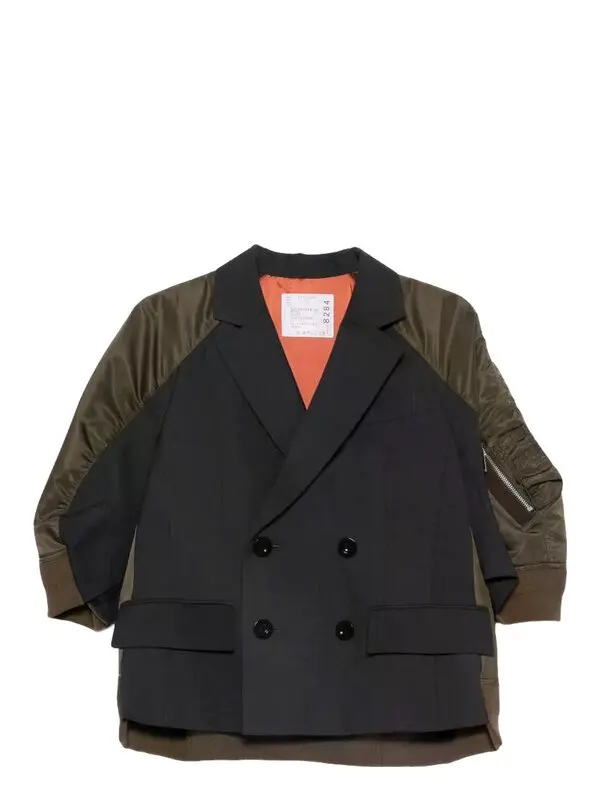 Sacai Paneled Double-breasted Jacket - Grey