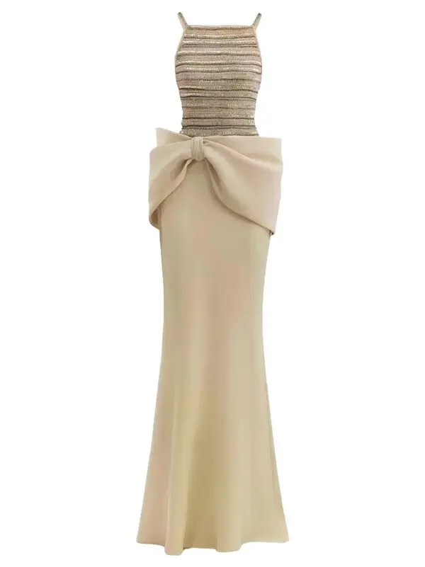 GEMY MAALOUF Bow-detail Sleeveless Dress - Neutrals