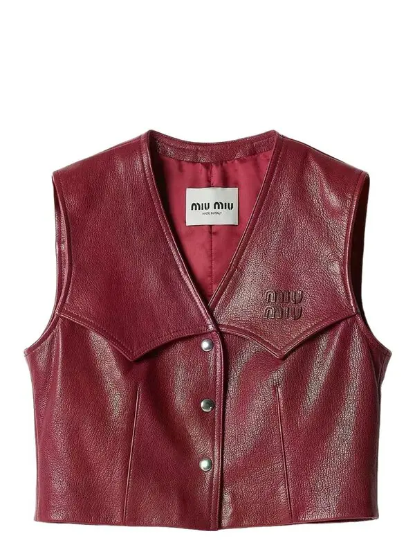 Miu Miu Snap-button Leather Vest - Red