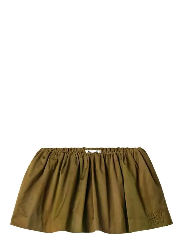 Miu Miu Logo-detail Flared Mini Skirt - Green